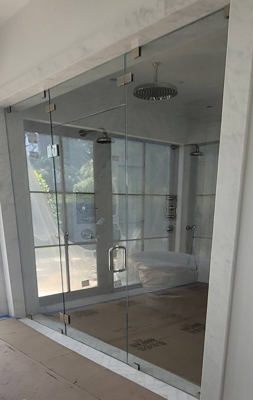 Custom Shower Door With Side Panels & Glass Header - Martin Shower Door